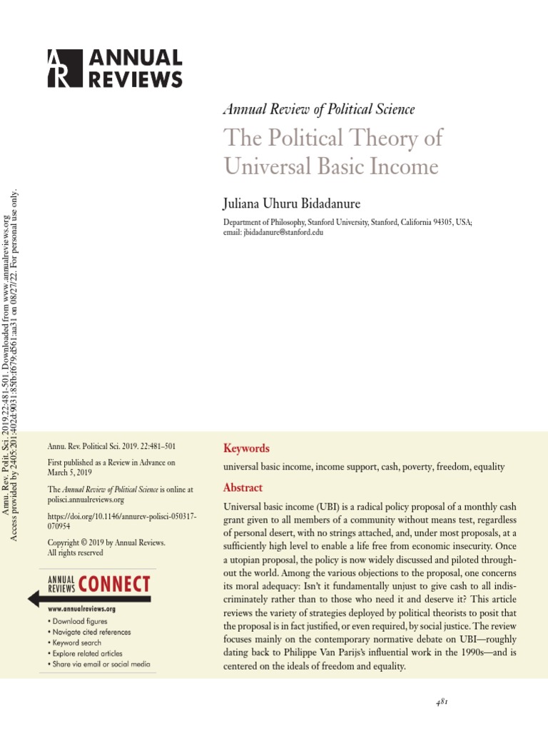 The Political Theory of Universal Basic Income | PDF | Welfare | Taxes