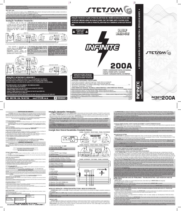 r1 Manual Infinite 200a | PDF | Eletromagnetismo | Quantidades físicas