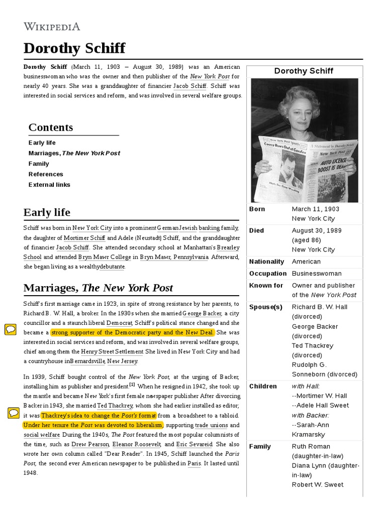 Dorothy Schiff | PDF