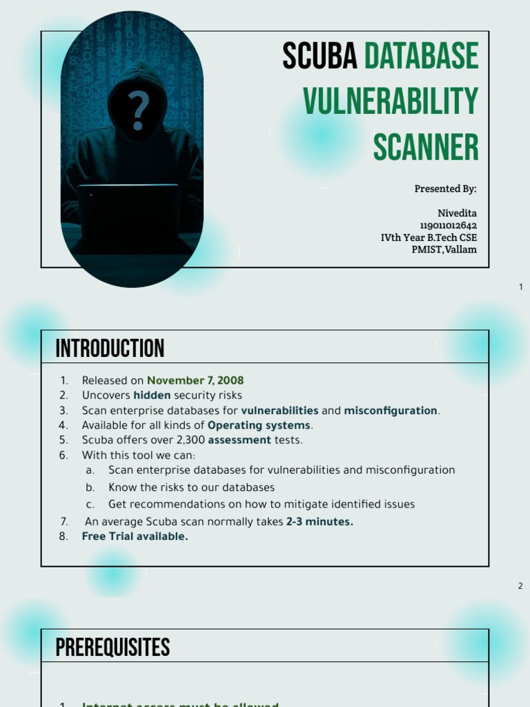Scuba: Database Vulnerability Scanner | PDF | Vulnerability (Computing) | Databases
