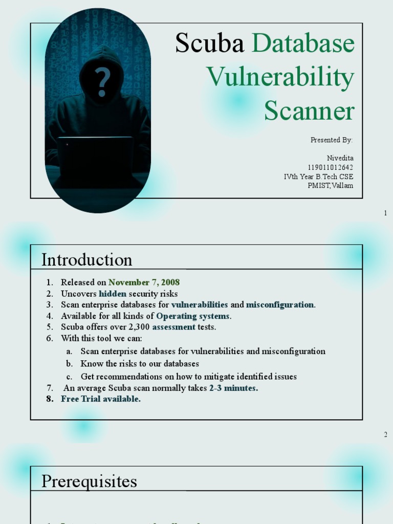 Scuba: Database Vulnerability Scanner | PDF | Vulnerability (Computing) | Databases