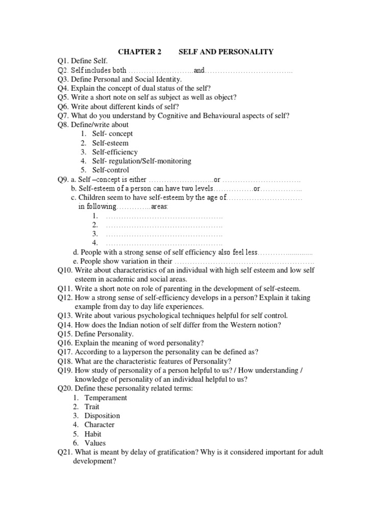 Chapter 2 Self and Personality | PDF | Sigmund Freud | Psychological ...