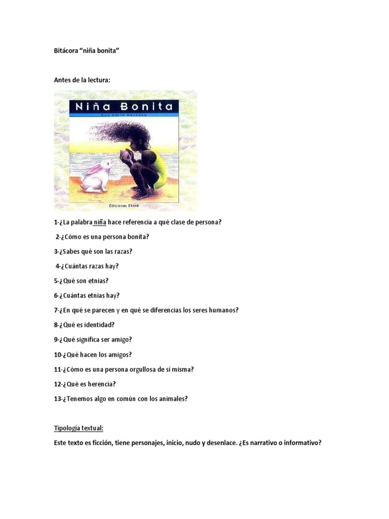 Actividades sobre "Niña Bonita" | PDF