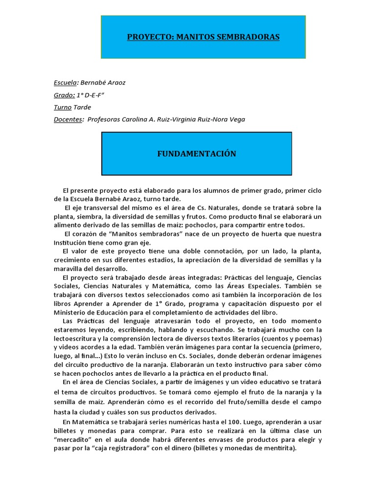 Manos sembradoras: un proyecto interdisciplinario sobre siembra y ...