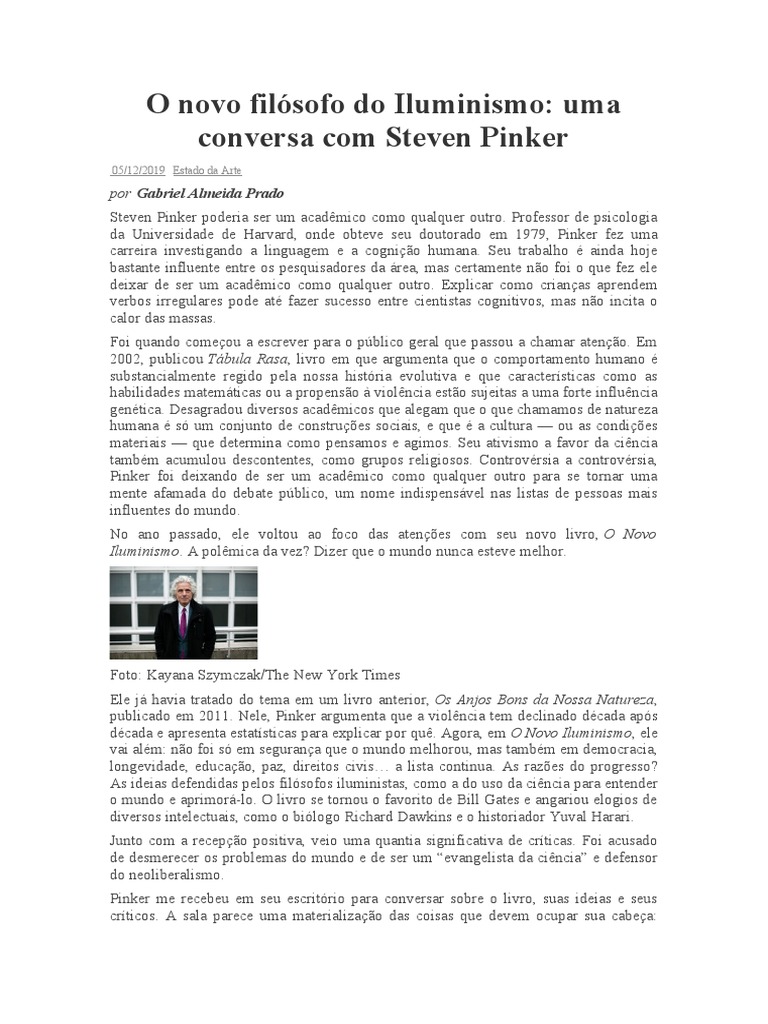 Steven Pinker - O Novo Filósofo Do Iluminismo | PDF | Science | Humano
