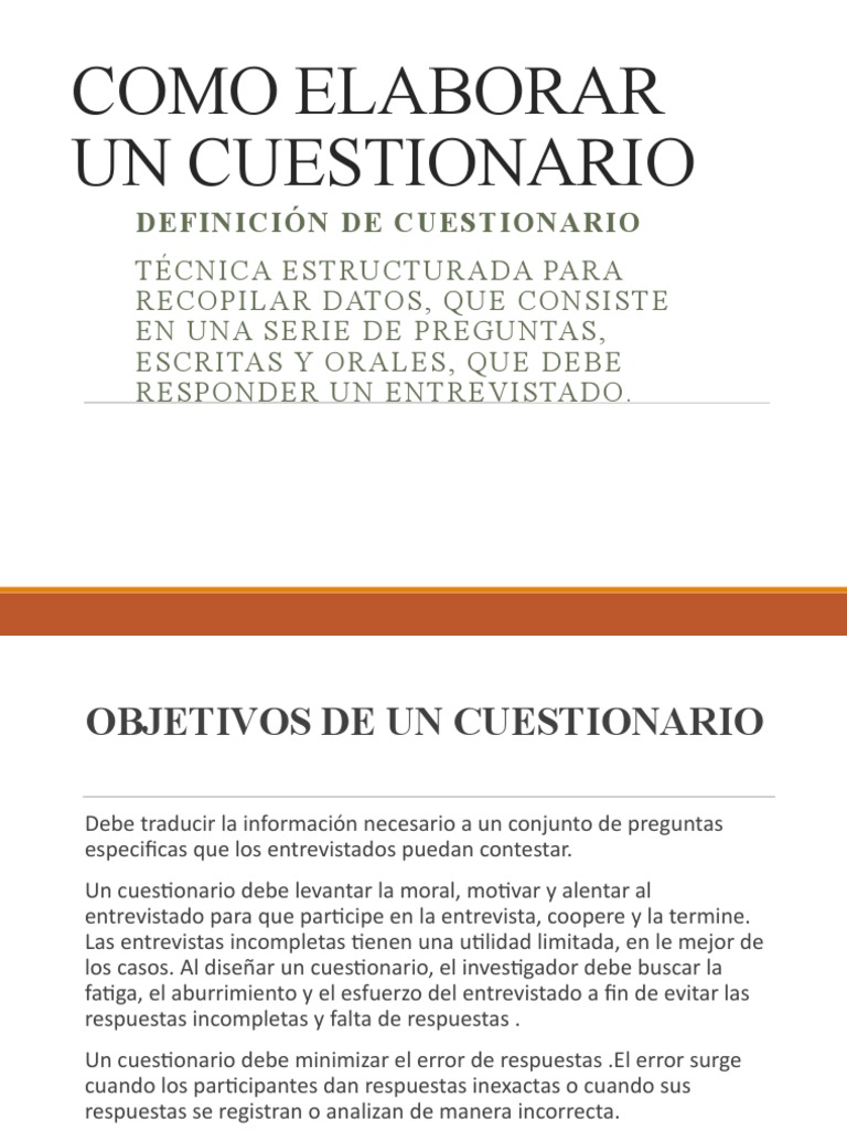 Como Elaborar Un Cuestionario | PDF | Cuestionario