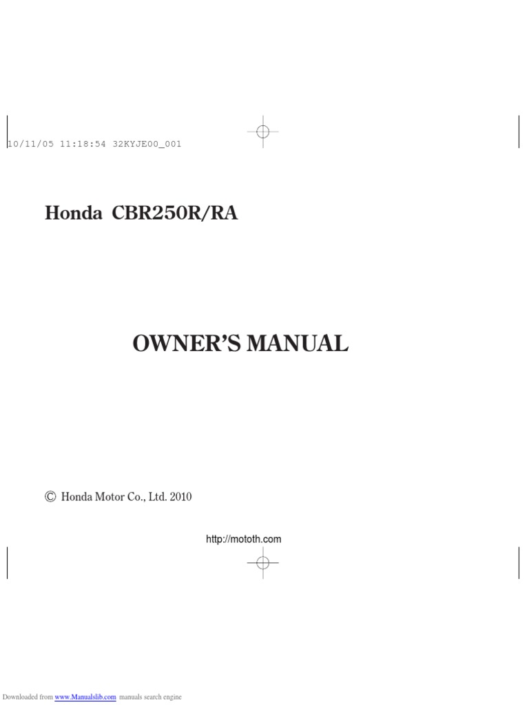 Owner'S Manual: Honda CBR250R/RA | PDF | Motorcycle | Brake
