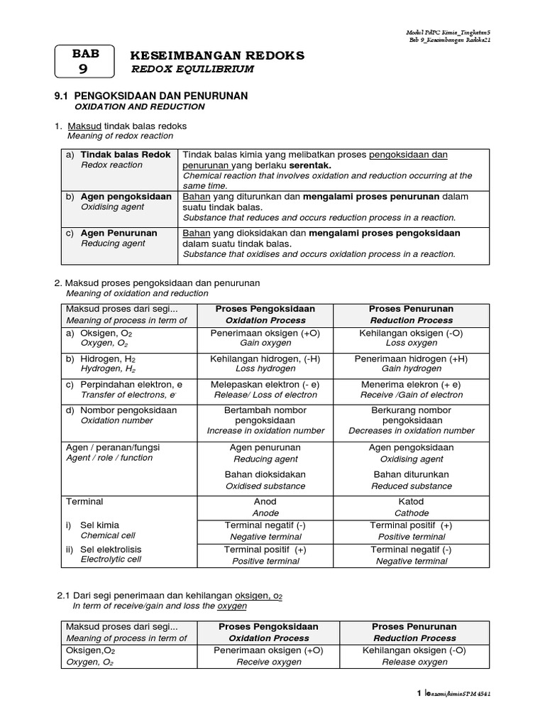Bab 9 KESEIMBAGAN REDOKS | PDF | Redox | Ion