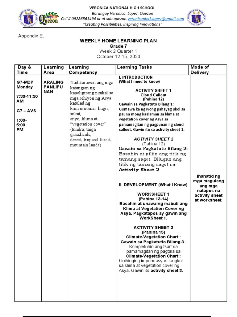 WHLP W2 Q1 (Las) | PDF