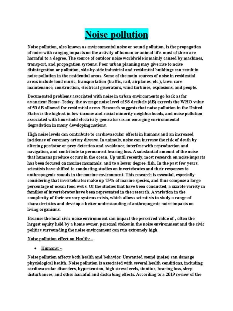 Noise Pollution: Humans | PDF | Sound | Acoustics