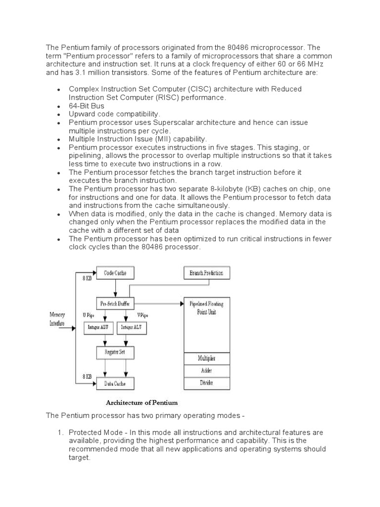 The Pentium Family of Processors Originated From The 80486 Microprocessor | PDF | Central ...