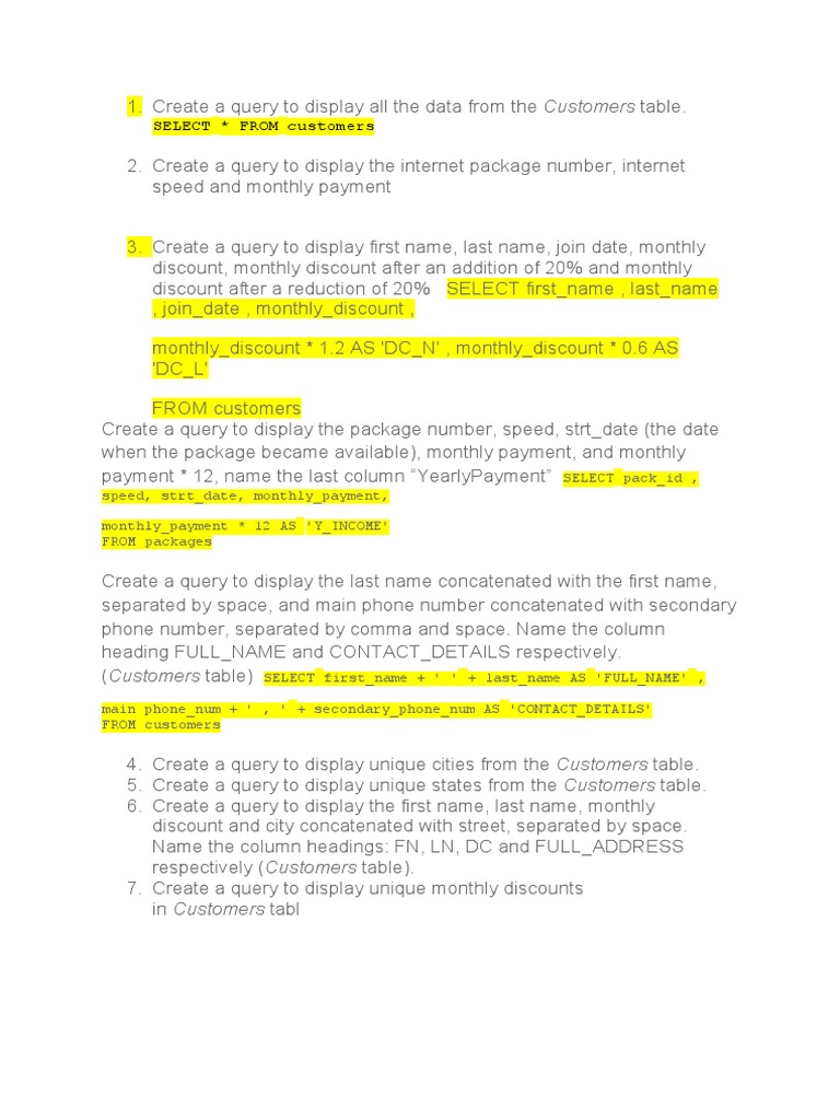 Create A Query To Display All The Data | PDF | Computer Data ...