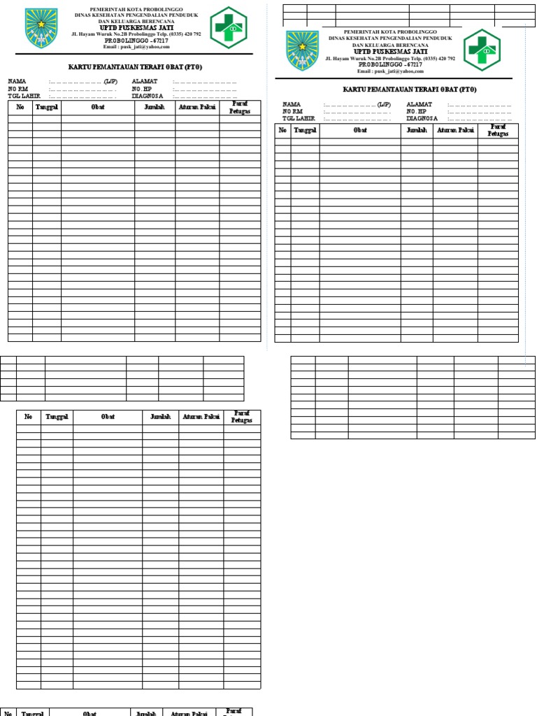 KARTU PEMANTAUAN TERAPI OBAT Dan PETUNJUK PENGISIANNYA | PDF