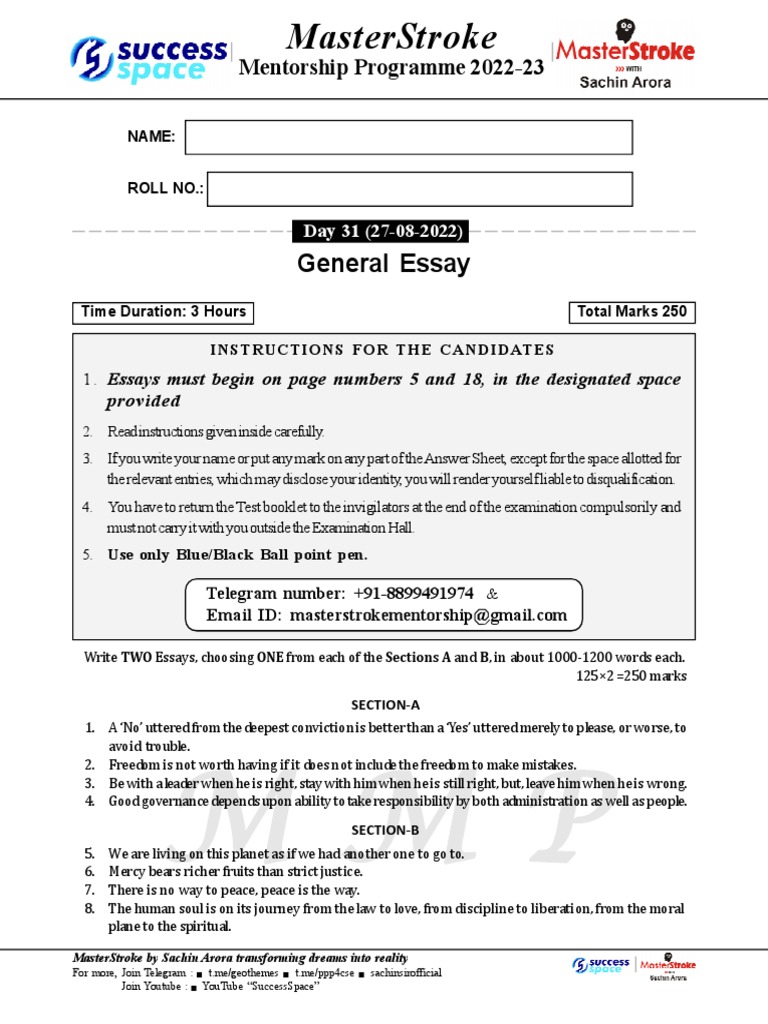MasterStroke Mentorship Essay Evaluation | PDF | Human Communication | Cognitive Science
