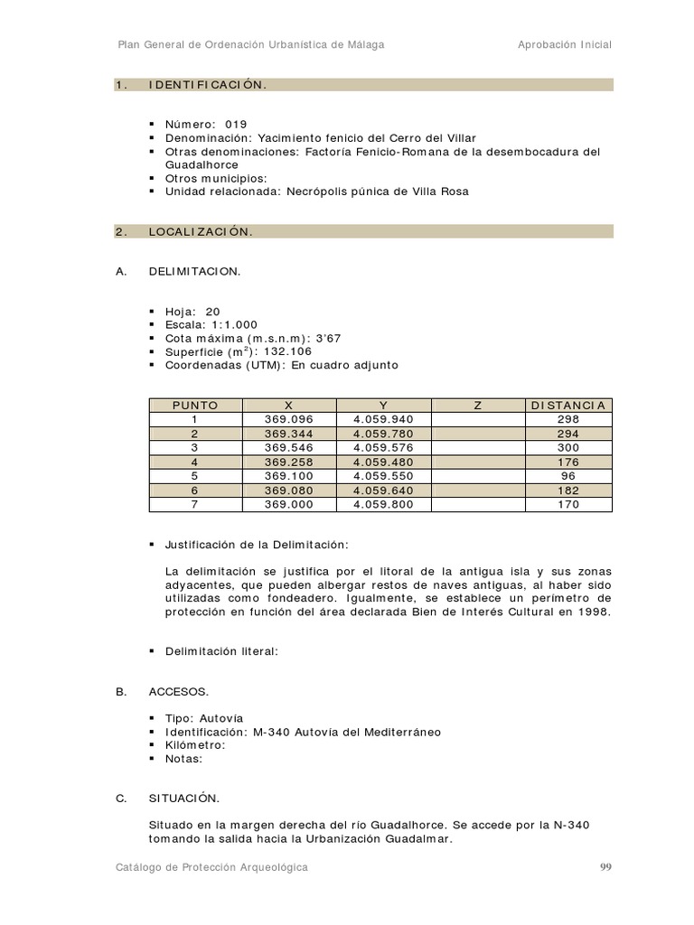 Ficha 019 Yacimiento Cerro Del Villar | PDF | Fenicia | Arqueología