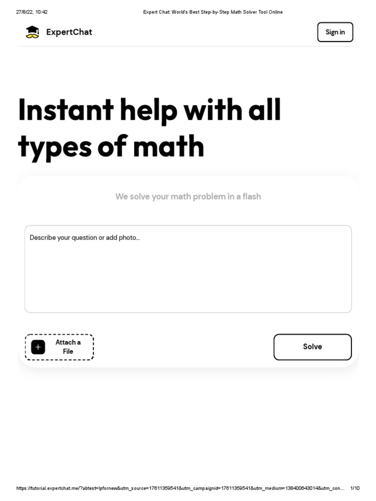 Expert Chat - World's Best Step-by-Step Math Solver Tool Online | PDF ...
