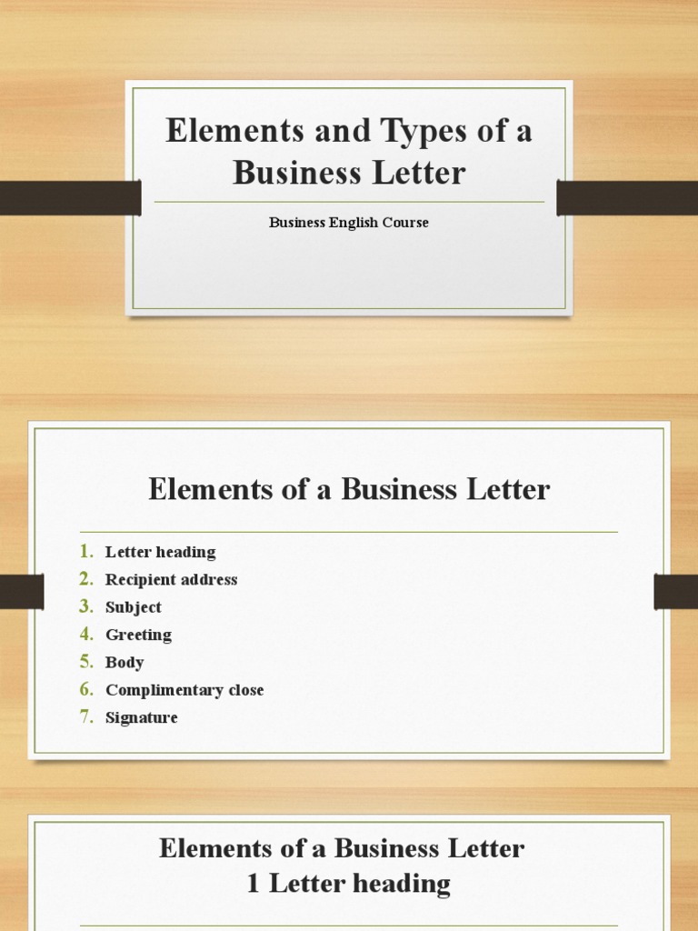 Elements and Types of A Business Letter | PDF | Communication | Business