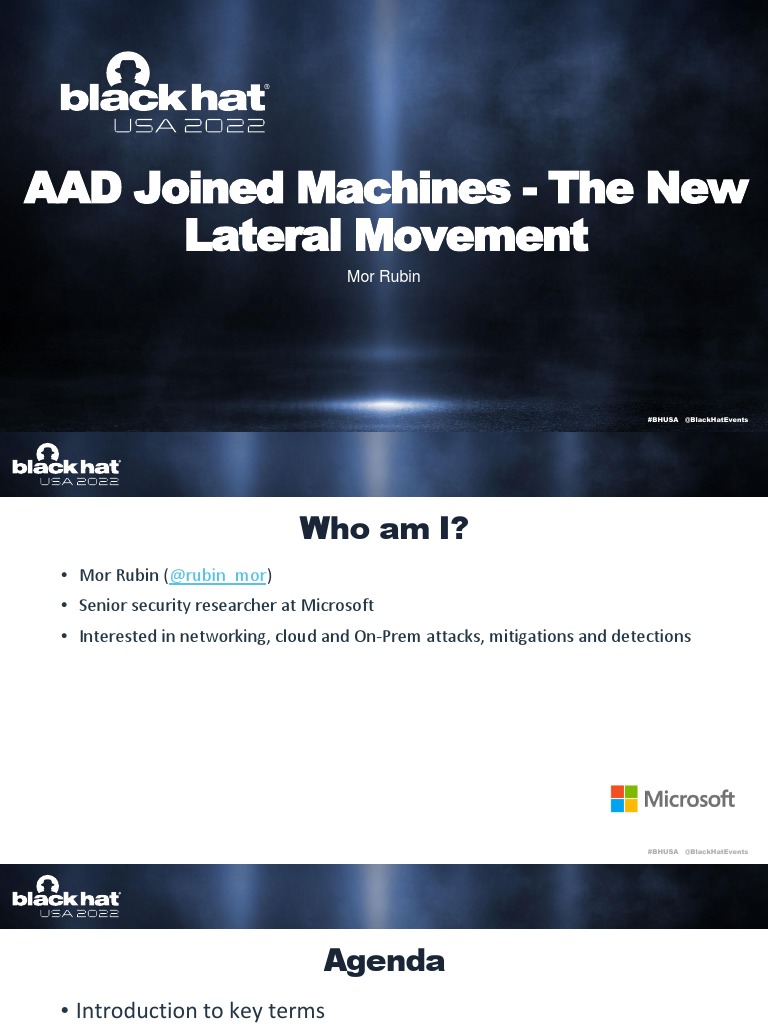 US 22 Rubin AAD Joined Machines New Lateral Movement | PDF | Peer To Peer | Network Architecture