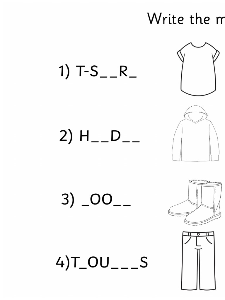 Clothes-Missing Letters | PDF