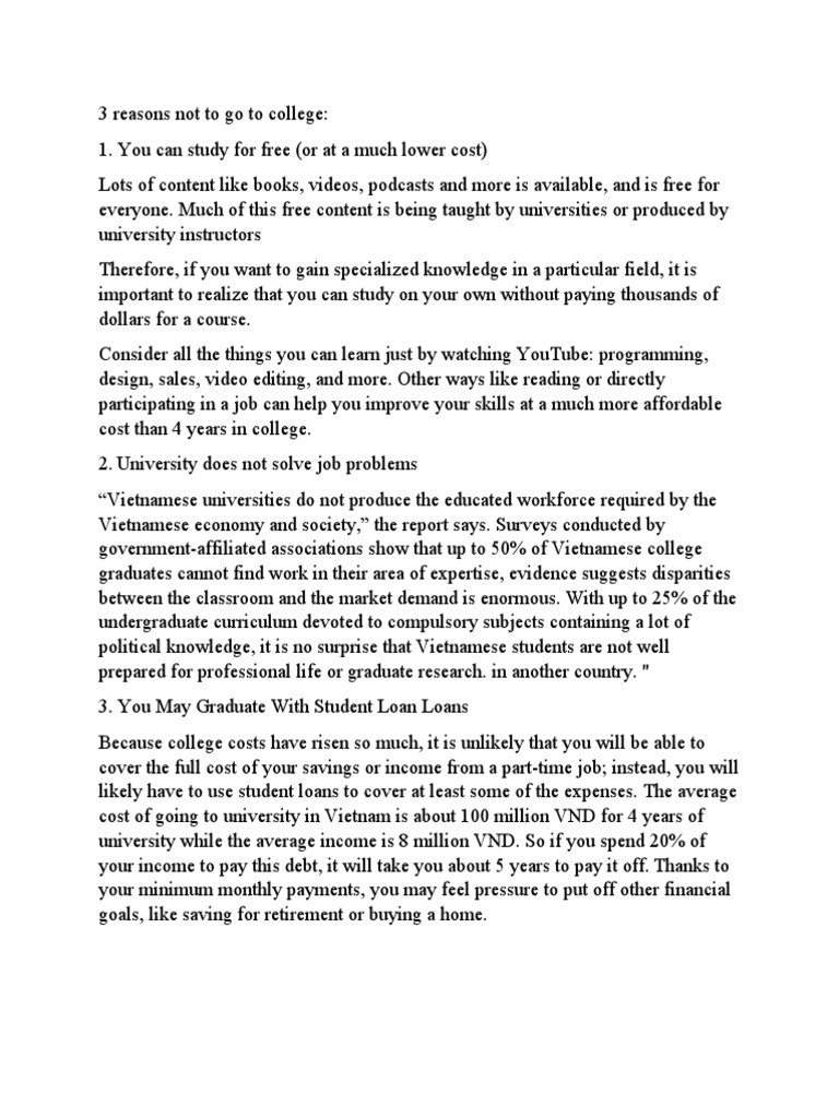 3 Reasons Not To Go To College | PDF