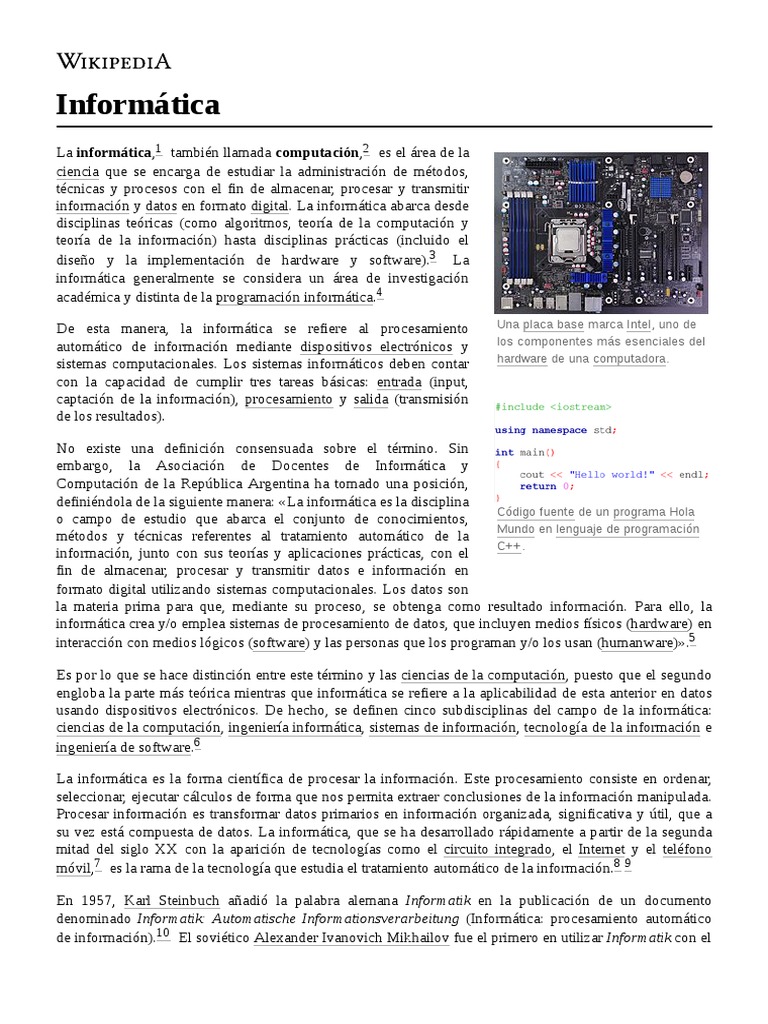 Inform Á Tica | PDF | Informática | Ingeniería Informática