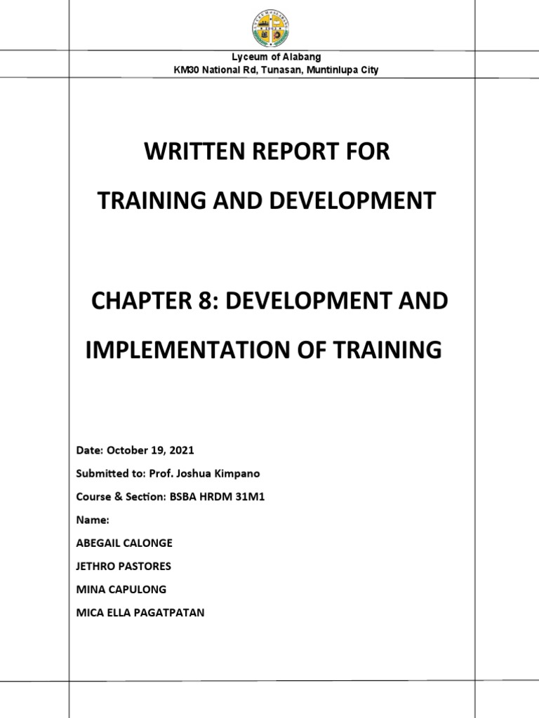 4 Written Report - GRP 7 - BSBA-HRDM 31A1 - Chapter 4 | PDF | Learning | Change