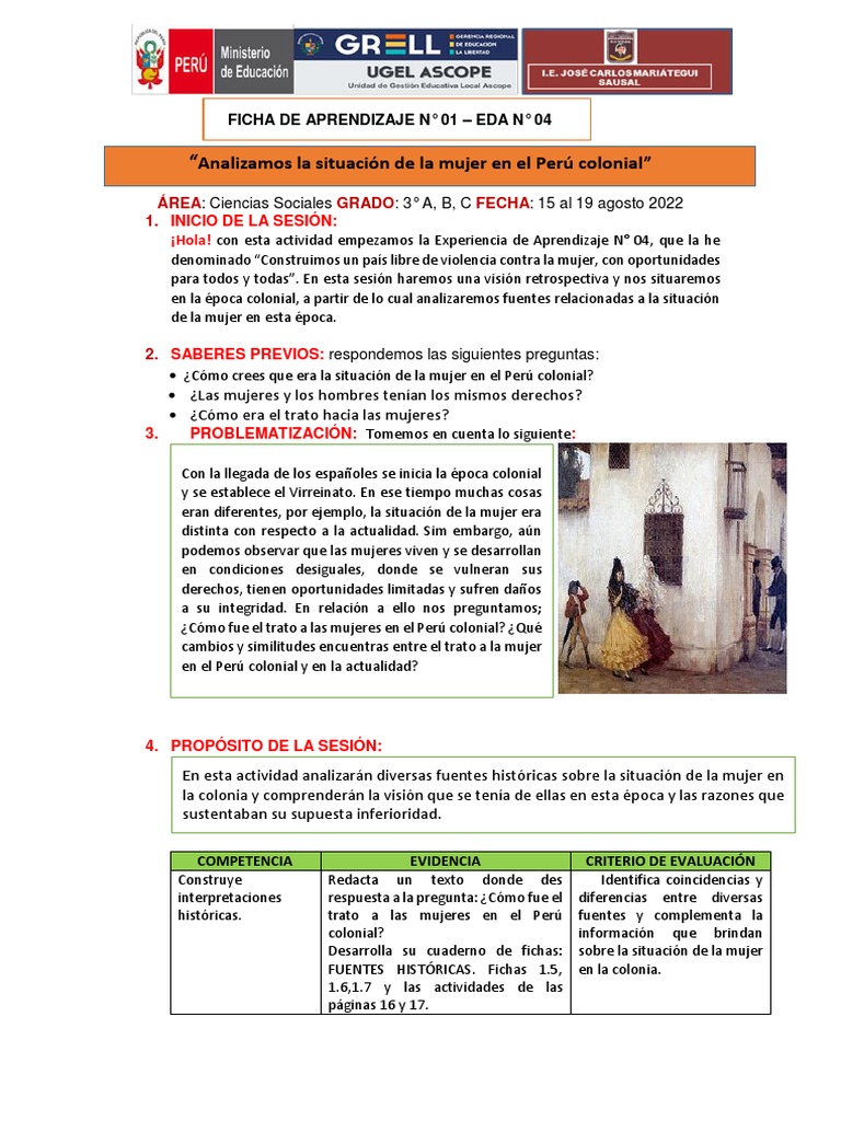 Ficha de Aprendizaje #01 - Eda #04 - 3° - 2022 | PDF | Evaluación | Aprendizaje