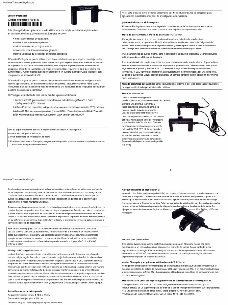 02b-Vernier-Photogate (Instrumento Del Lab) | PDF | Diodo emisor de luz ...