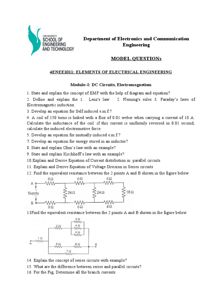 Question Bank - EEE - 2021 Scheme | PDF | Inductor | Electric Motor