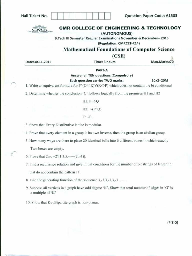 Mathematical Foundation of Computer Science | PDF