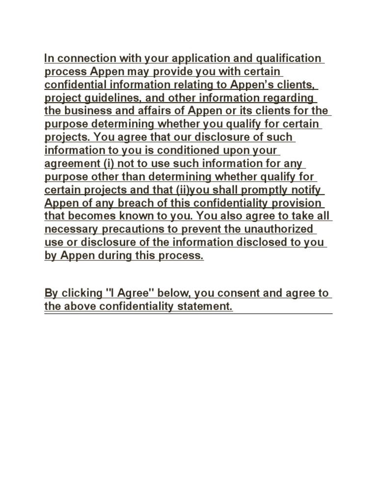 In Connection With Your Application and Qualification Process Appen May ...