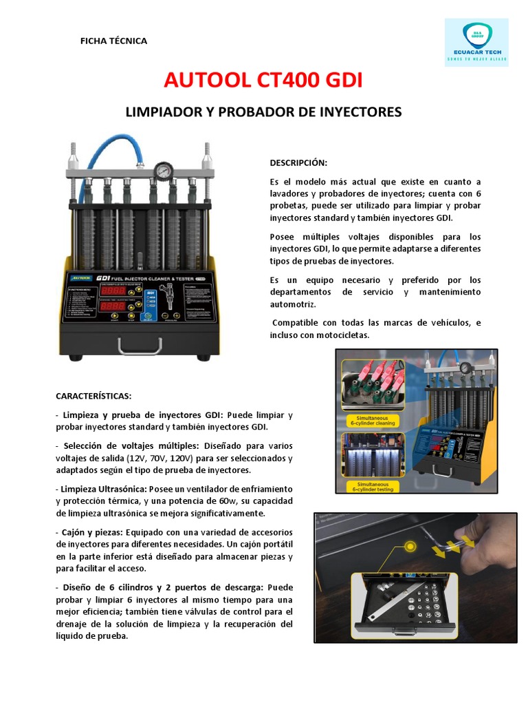 Ficha Técnica Autool CT400 Gdi | PDF | Inyección de combustible | Ultrasonido