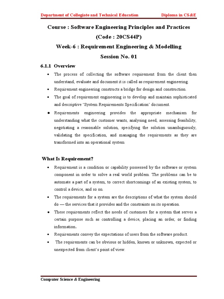 Course: Software Engineering Principles and Practices (Code: 20CS44P ...