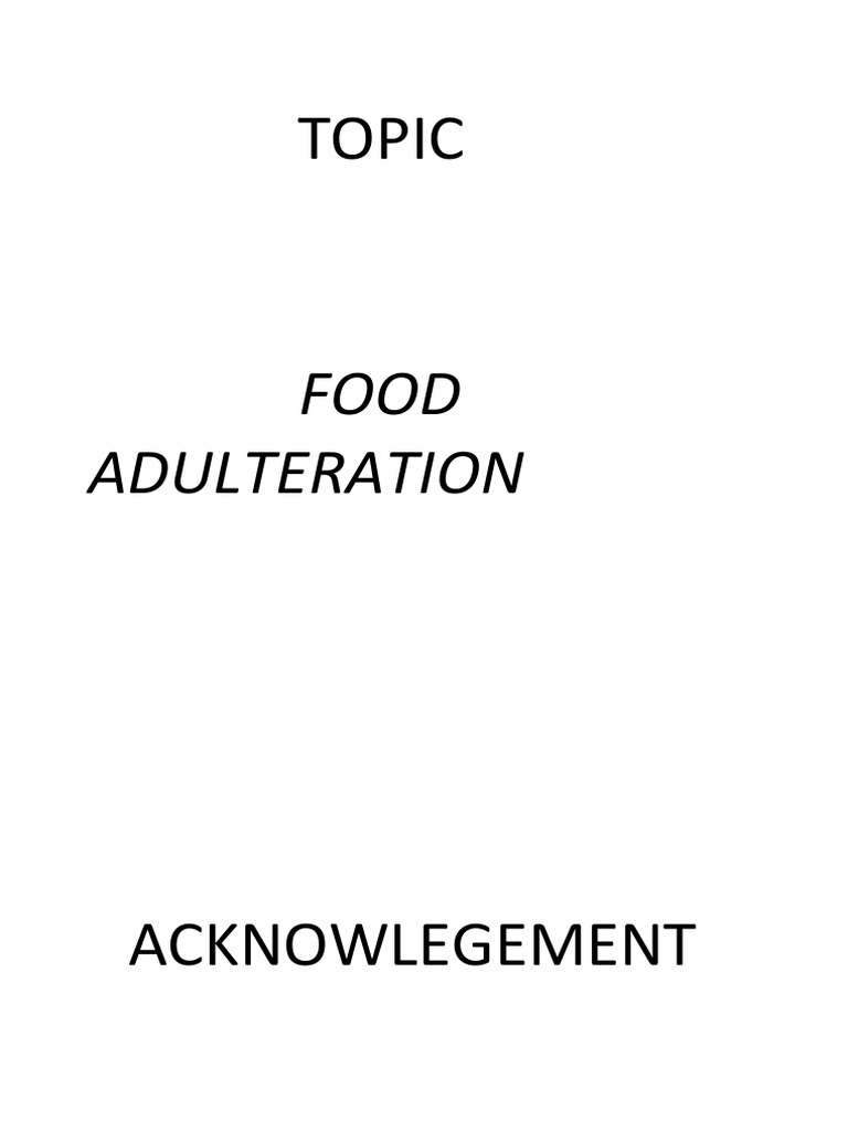 Food Adulteration Detection Methods Pdf Foods Organic Foods