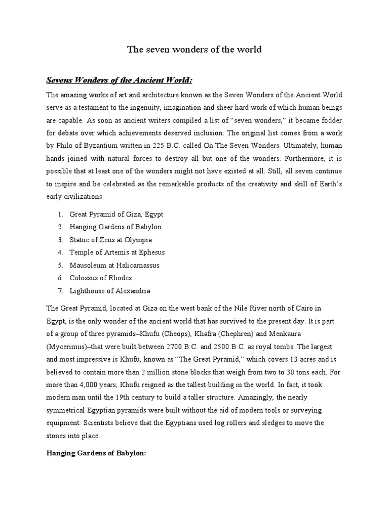 7 wonders of the world | PDF