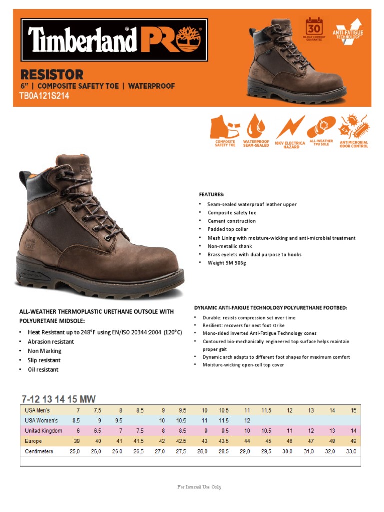 Calzado de Seguridad - Timberland Pro - Resistor a121s v01 | PDF