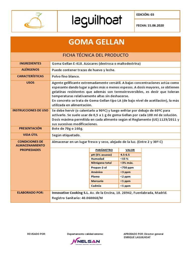 Goma Gellan | PDF | Sustancias químicas | Ciencias fisicas