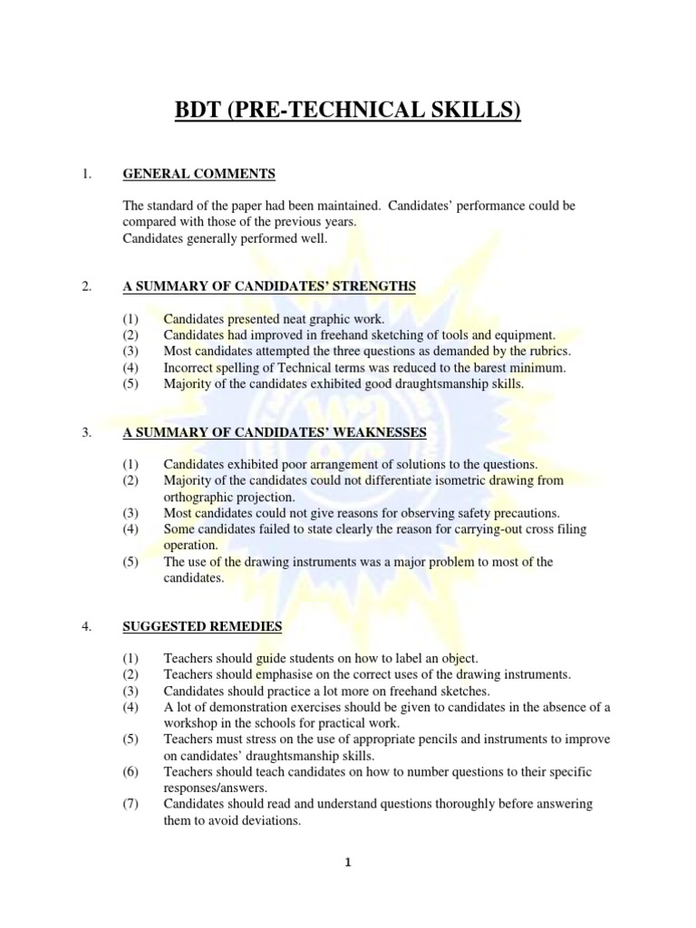 BDT (Pre-Technical Skills) | PDF | Drawing | Solder