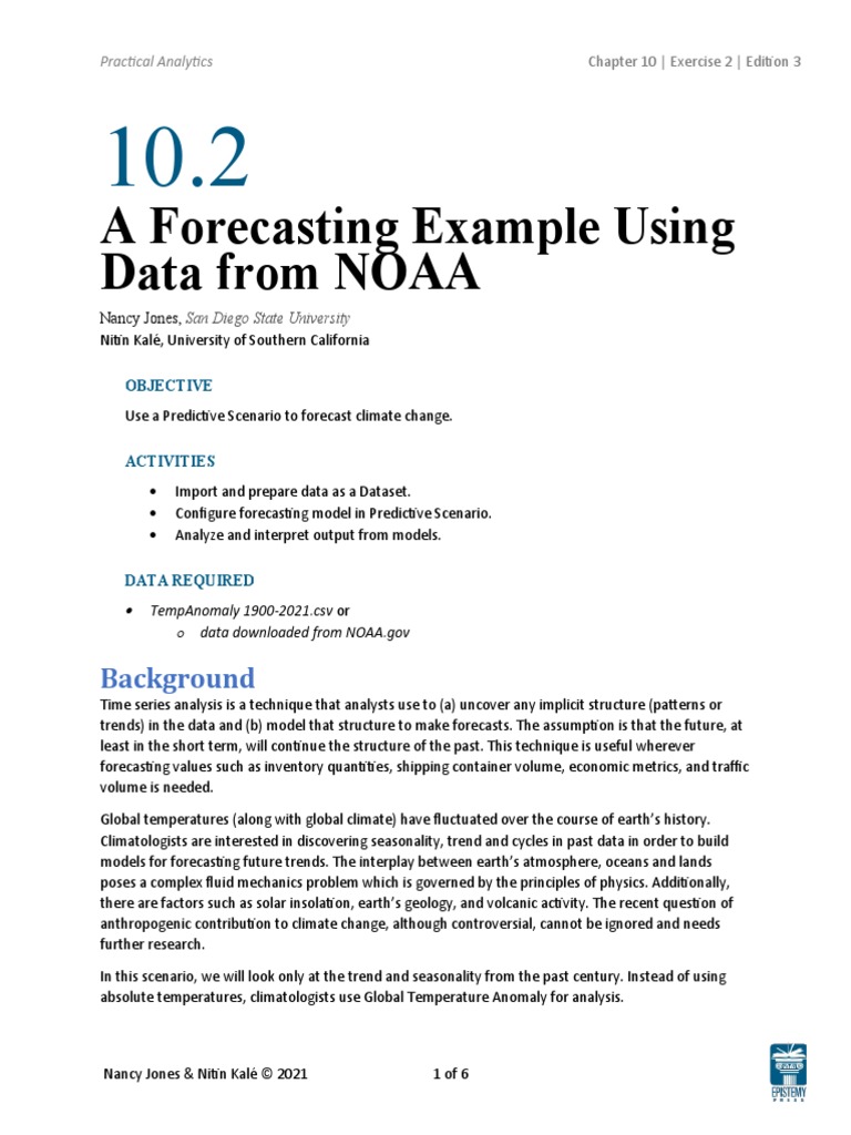 10.2 Forecasting Example Using Data From NOAA | PDF | Forecasting | Climatology