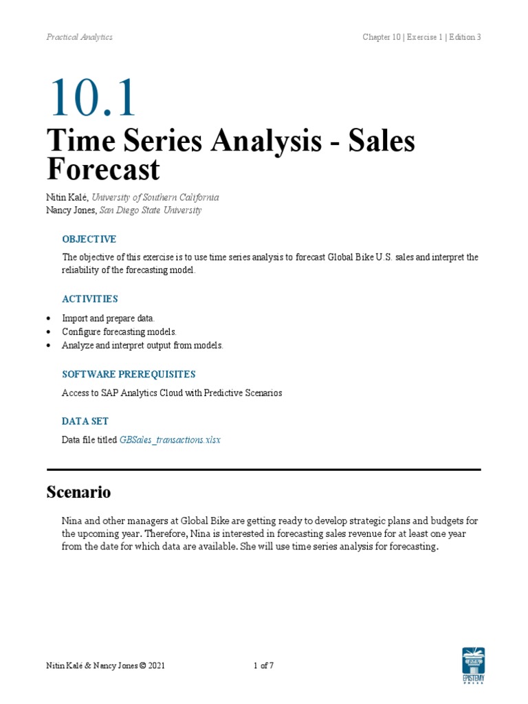 10.1 Time Series Analysis Sales Forecast | PDF | Forecasting | Analytics
