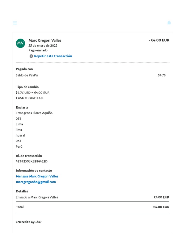 PayPal - Detalles de La Transacción | PDF | Finanzas y dinero