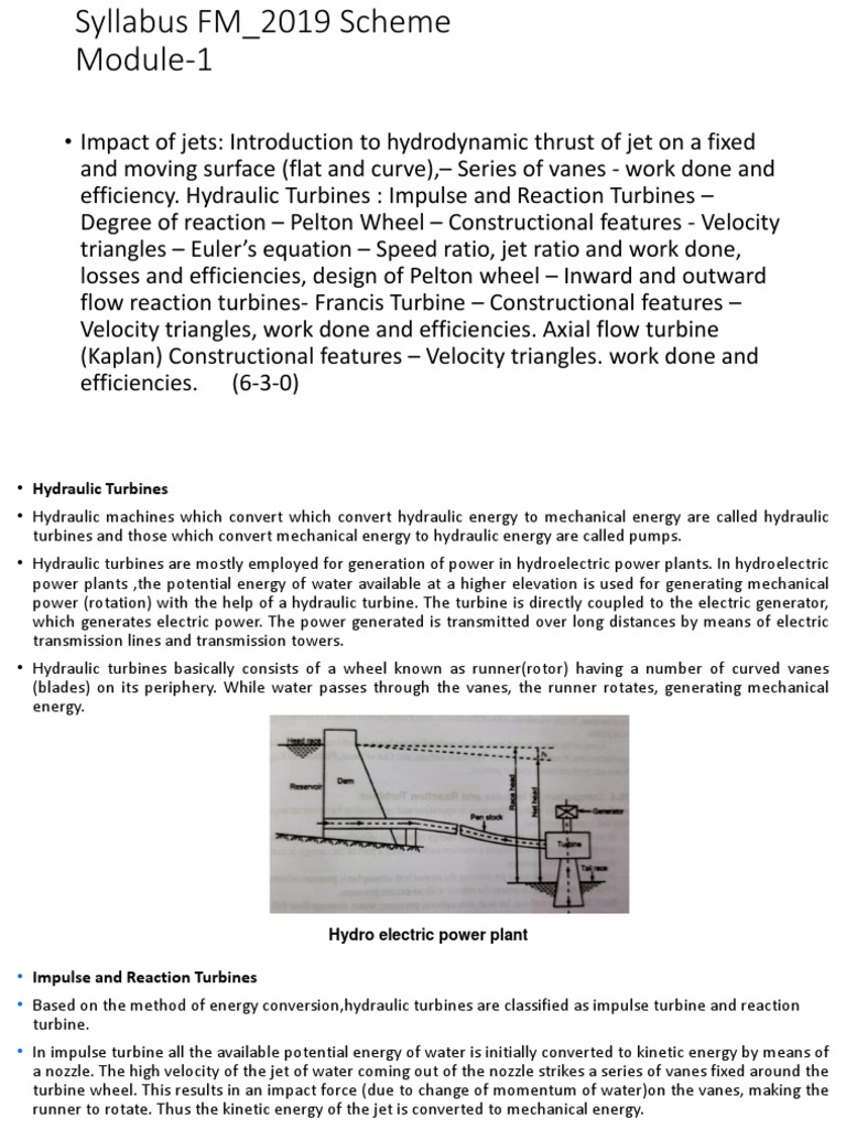 FM Module I_Turbines_Note_PPT | PDF | Turbine | Power Engineering