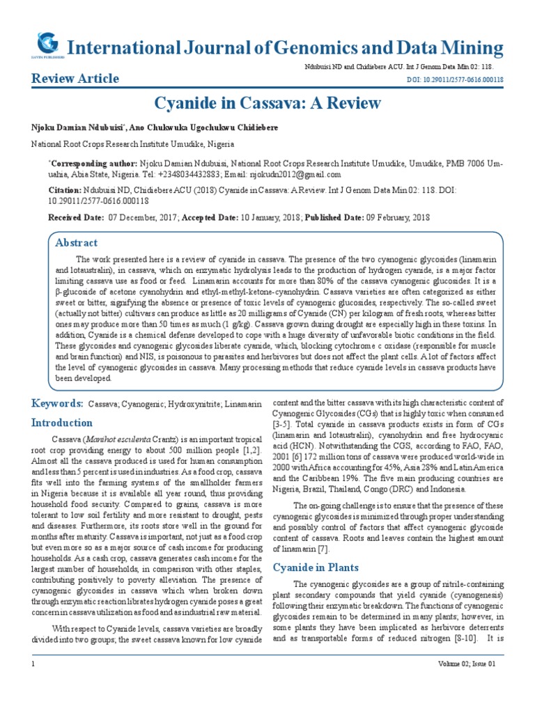 Cyanide in Cassava A Review | PDF | Cyanide