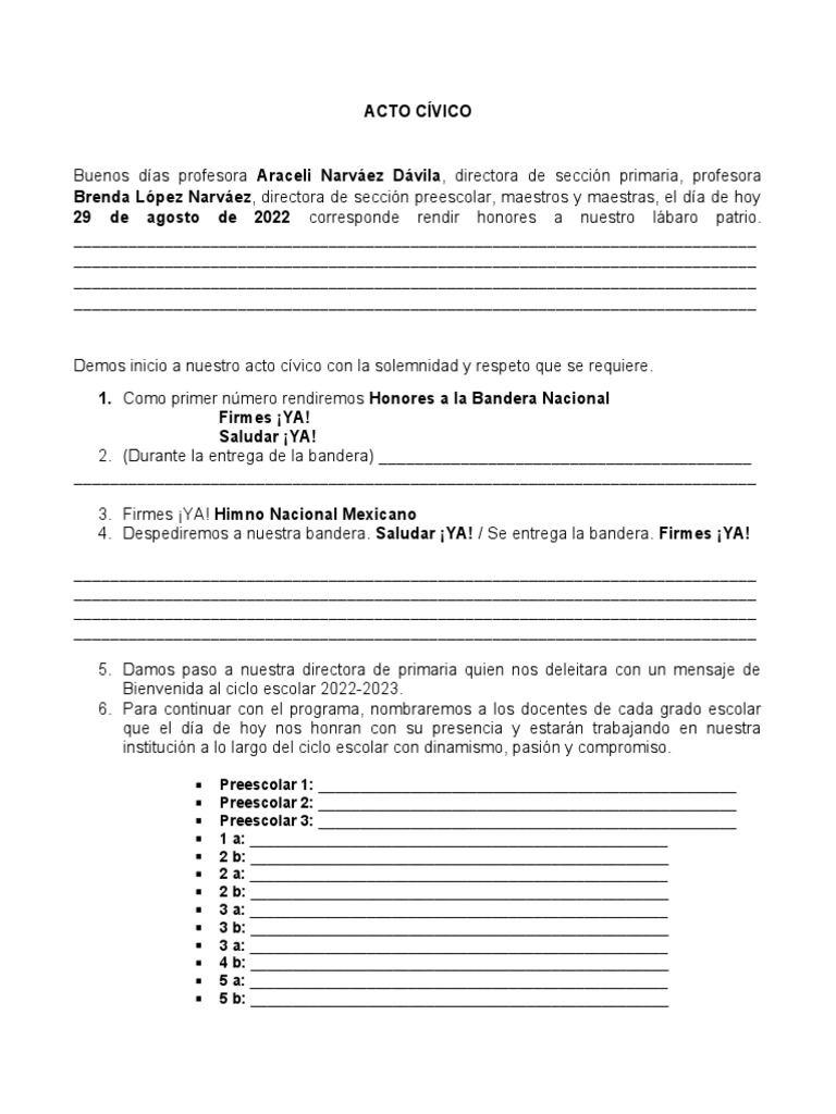 Acto Cívico | PDF | Educación de la primera infancia
