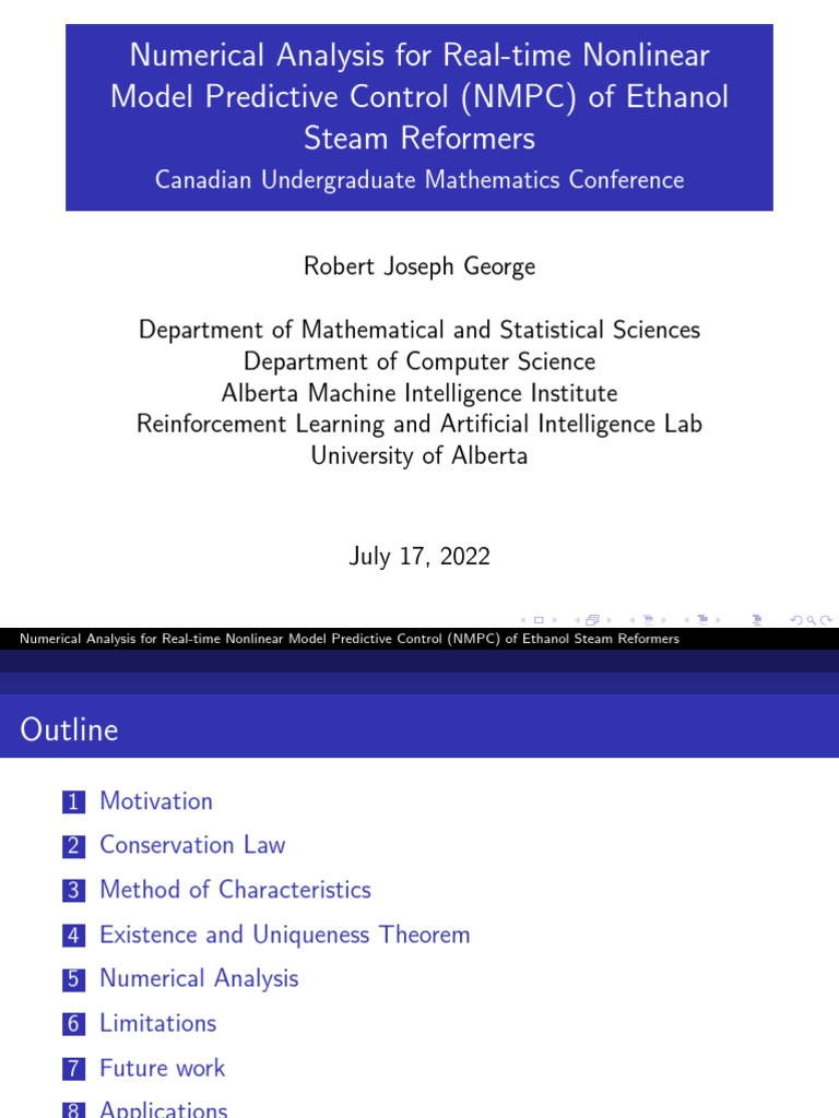 Numerical Analysis For Real-Time Nonlinear Model Predictive Control (NMPC) of Ethanol Steam ...