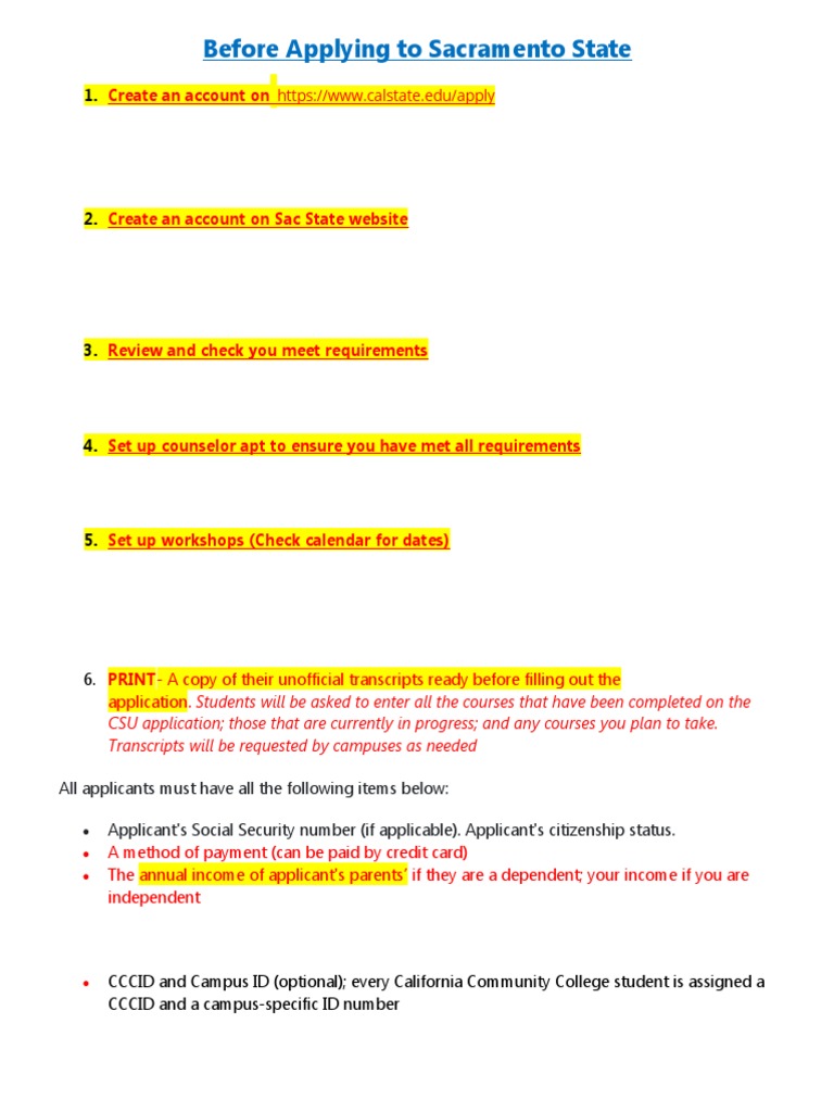 Sacramento State Transfer Application Guide | PDF | University And ...