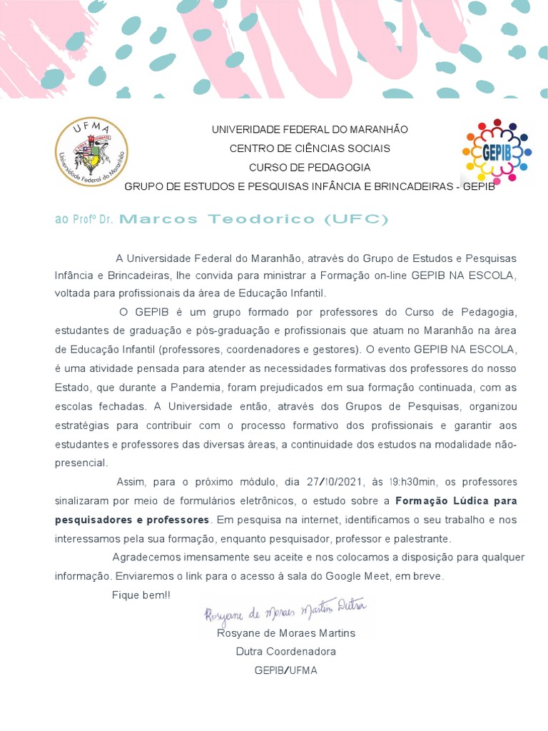 Carta Convite Modelo | PDF