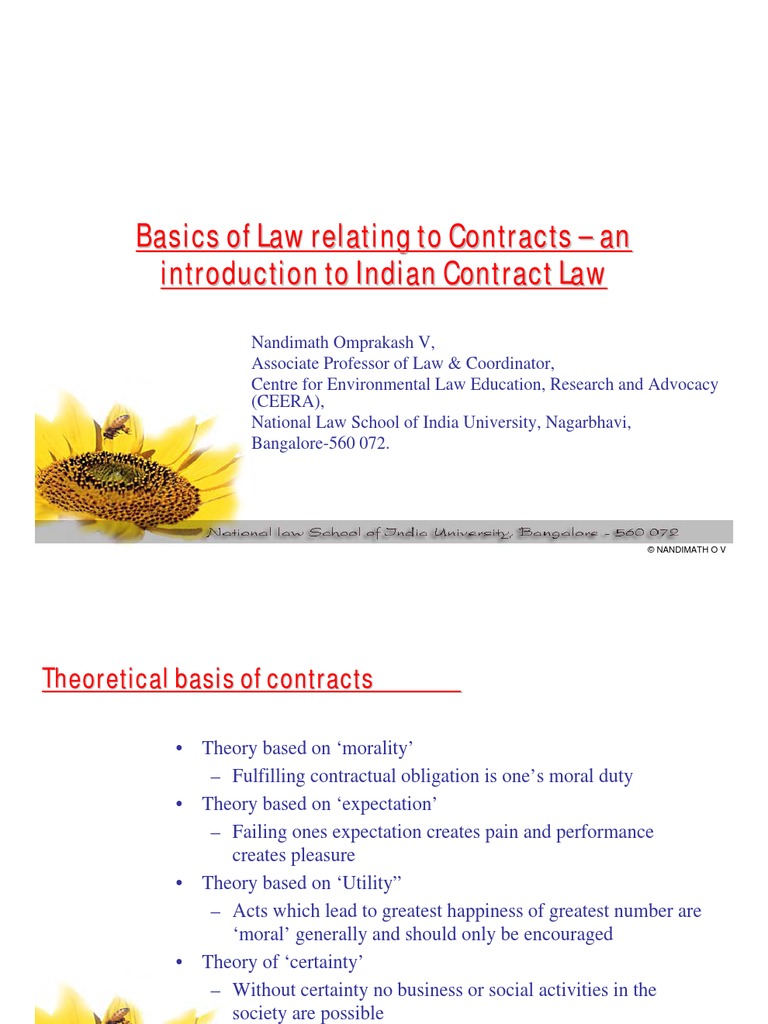 Basics of Law Relating To Contracts - An Introduction To Indian ...