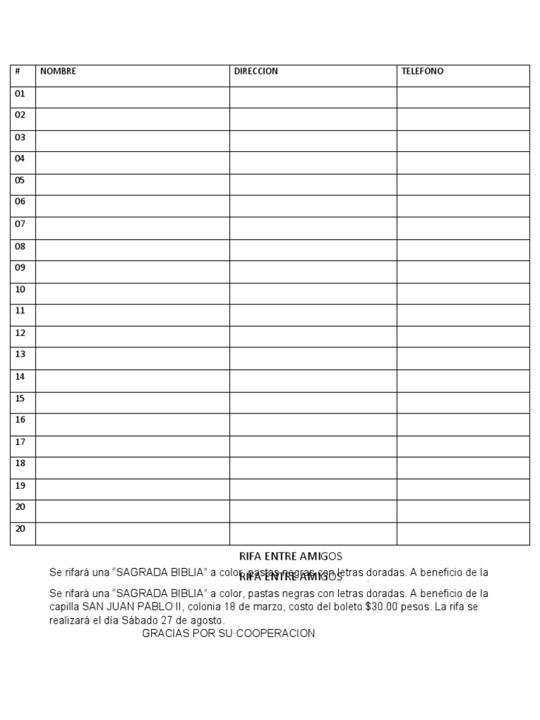 Rifa Entre Amigos | PDF