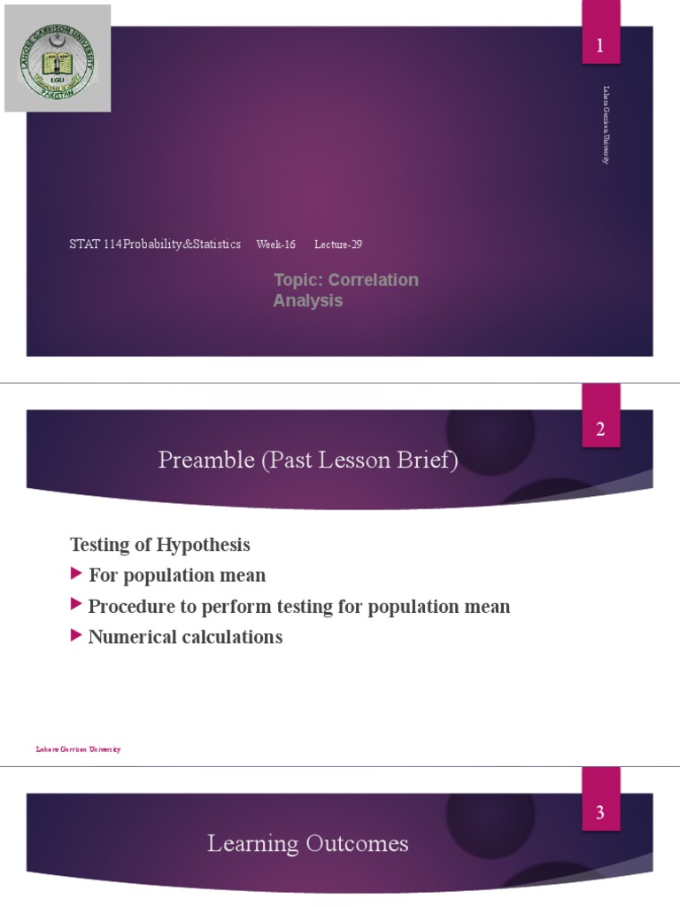 Topic: Correlation Analysis: STAT 114Probability&Statistics | PDF | Statistics | Methodology